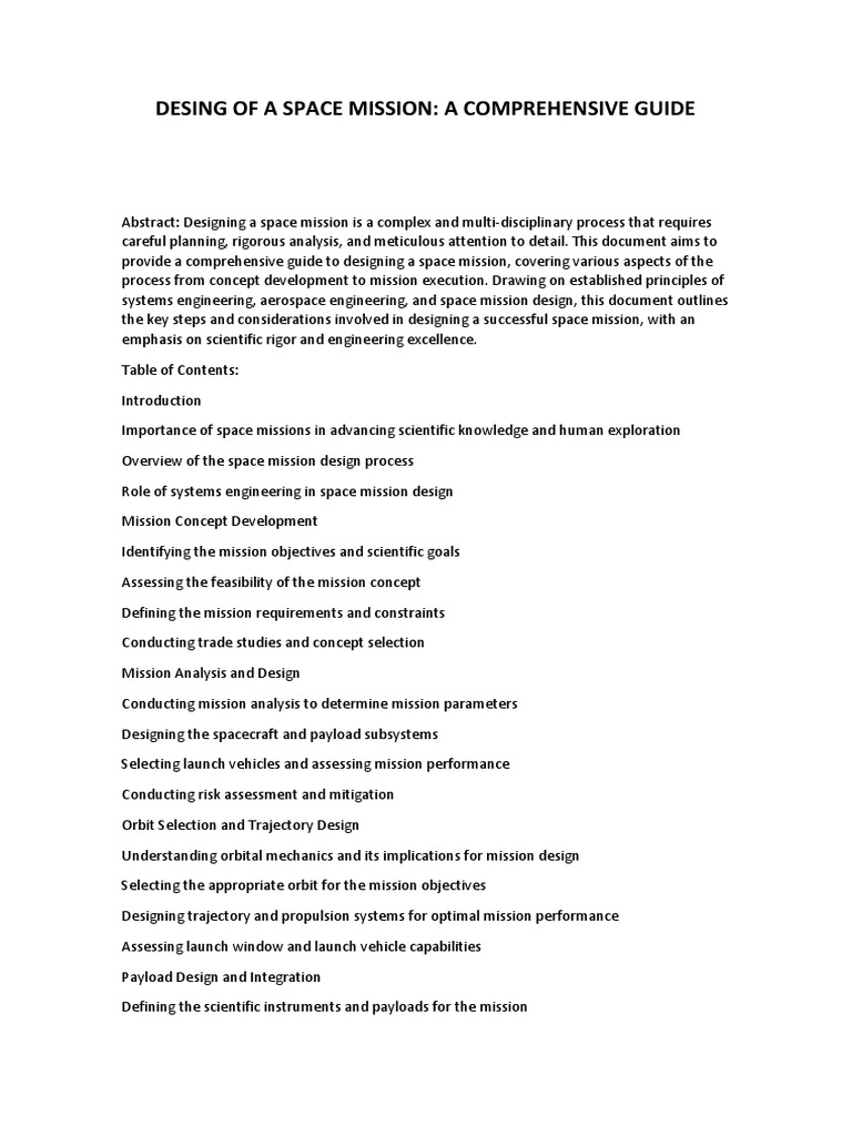 Comprehensive Space Mission Design Guide | PDF | Spaceflight | Systems ...