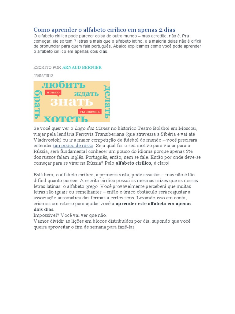 Aprender Russo | PDF | Alfabeto | Rússia