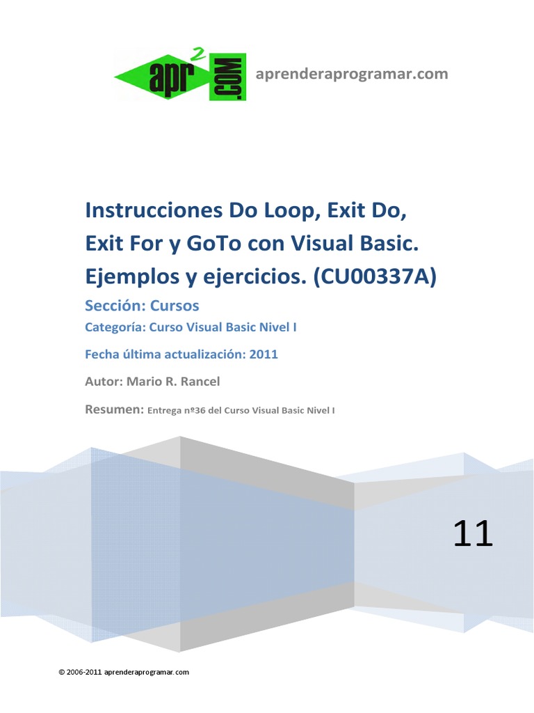 Do Loop Exit For Exit Do y Goto Ejemplos y Ejercicios Visual Basic ...