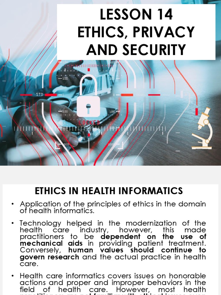 Lesson 14 Ethics Privacy and Security | PDF | Electronic Health Record ...
