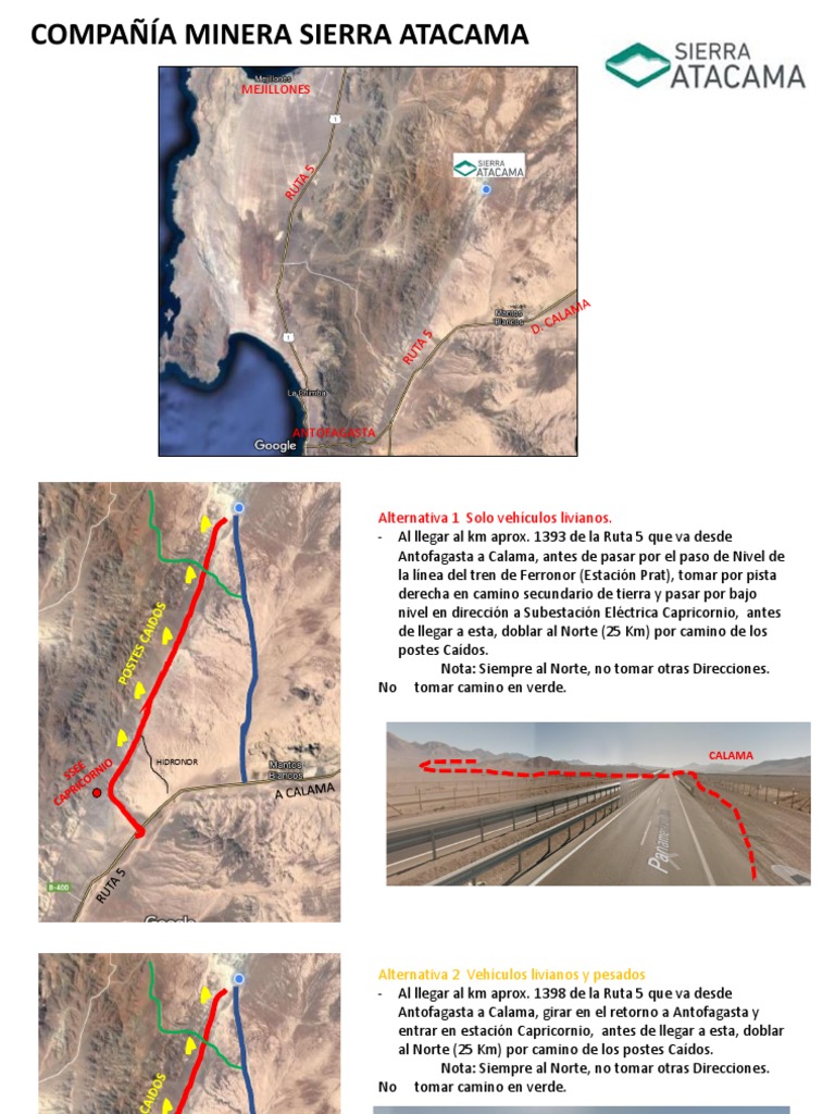Mapa Instructivo Acceso Sierra Atacama | PDF