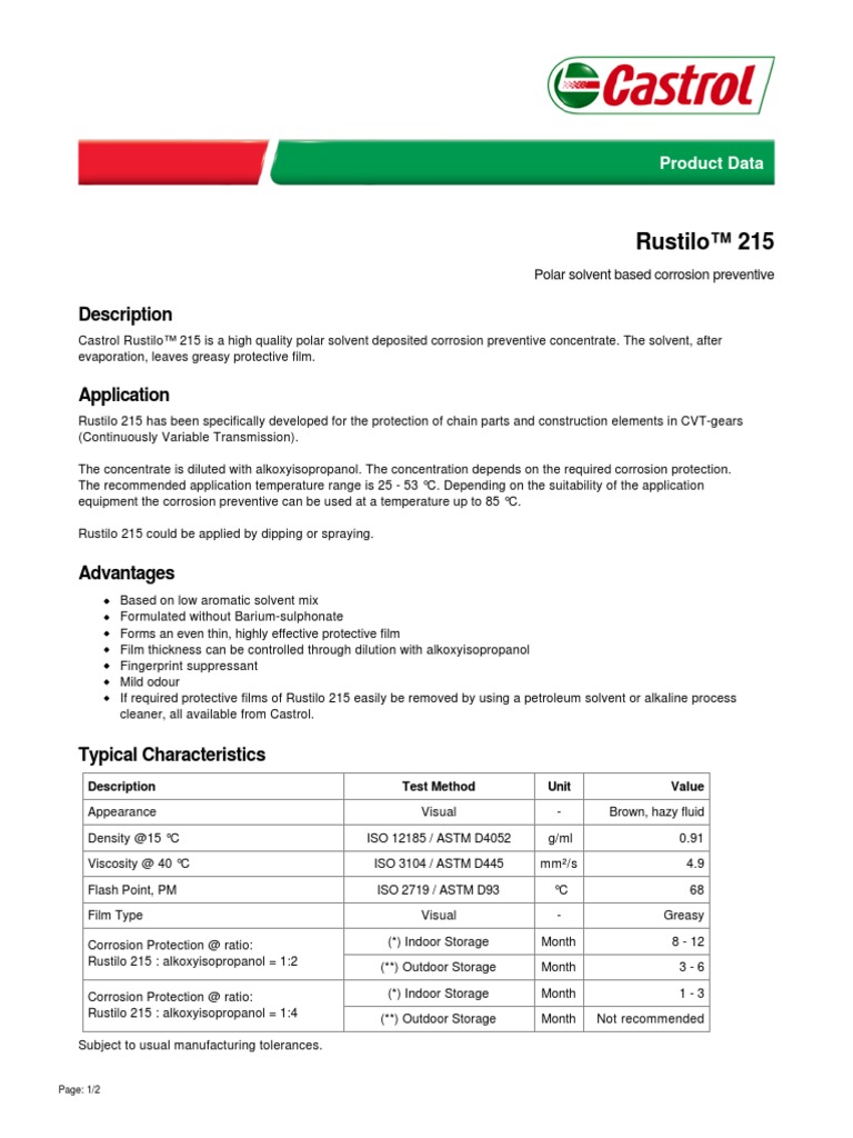 Rustilo™ 215: Description | PDF | Corrosion | Solvent