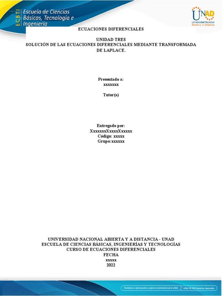 Unad 97216 Ecuaciones Diferenciales Tarea 3 Pdf Ecuaciones