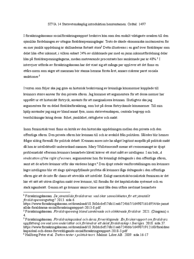 Hemtenta Statsvetensakaplig Introduktion | PDF