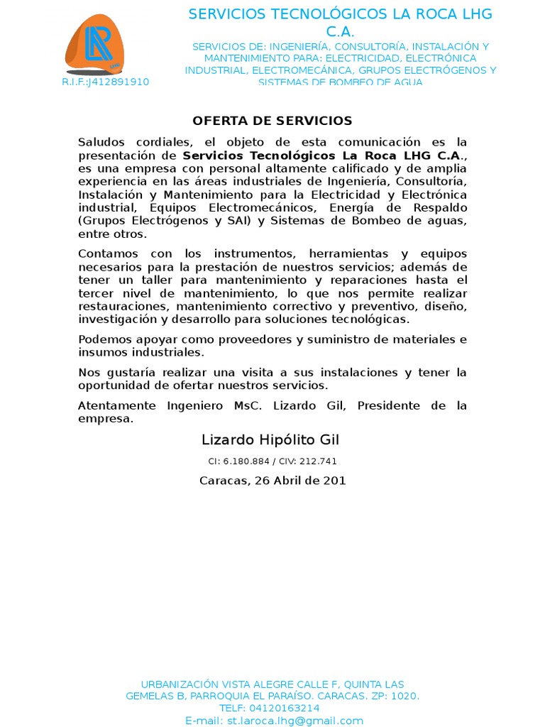 Oferta de Servicios: Lizardo Hipólito Gil | PDF