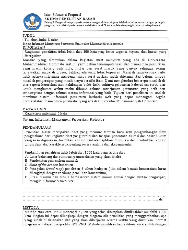 Isian Substansi Proposal Skema Dasar | PDF