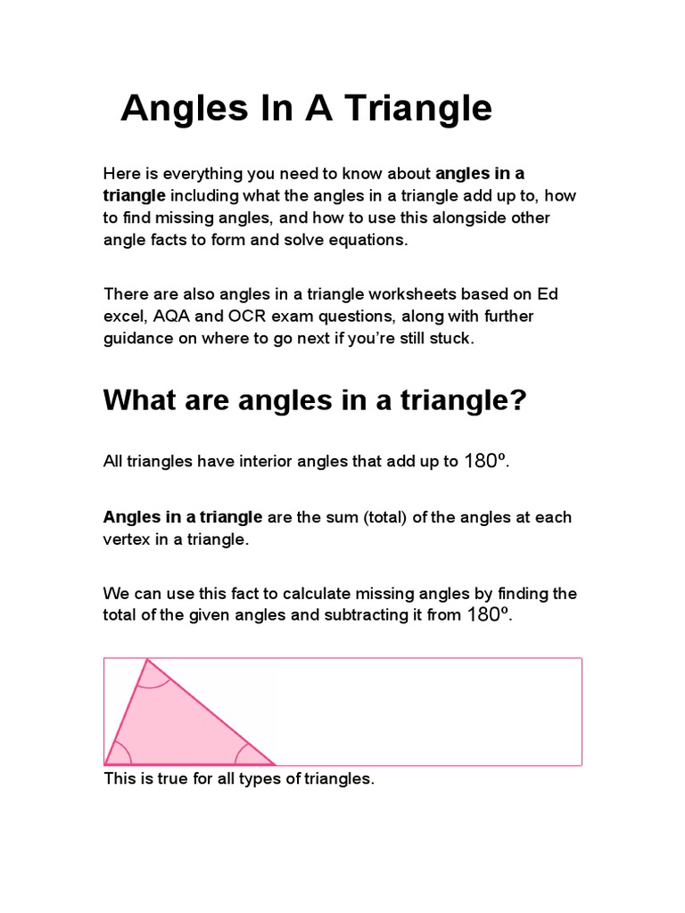 Angles in A Triangle | PDF | Triangle | Equations