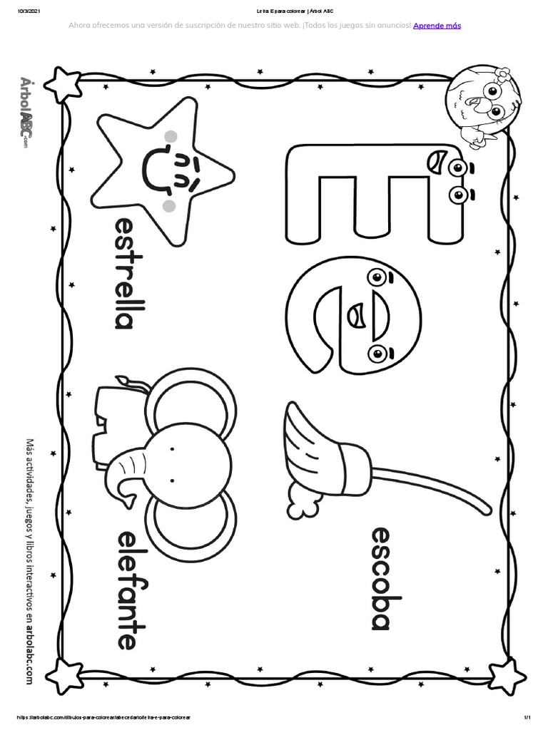 Letra E para Colorear - Árbol ABC | PDF | Artes del Lenguaje y ...