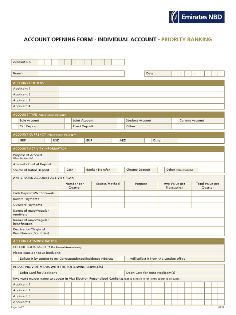 Account Opening Form Individual Account | PDF | Transaction Account ...