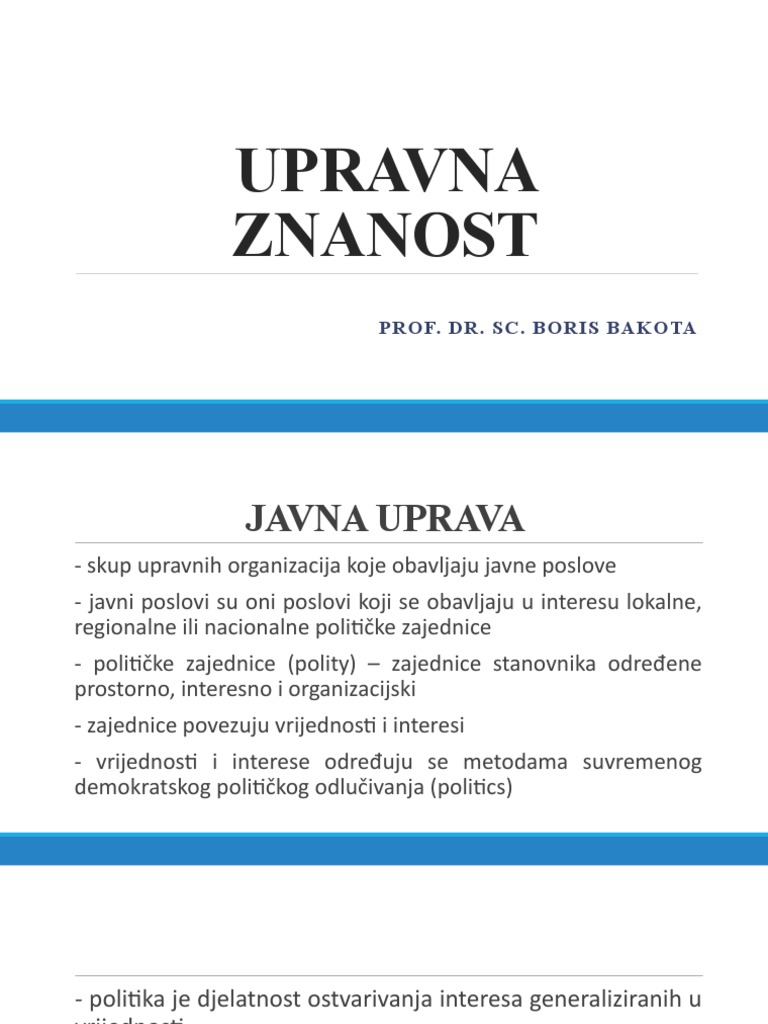 Upravna Znanost: Prof. Dr. Sc. Boris Bakota | PDF