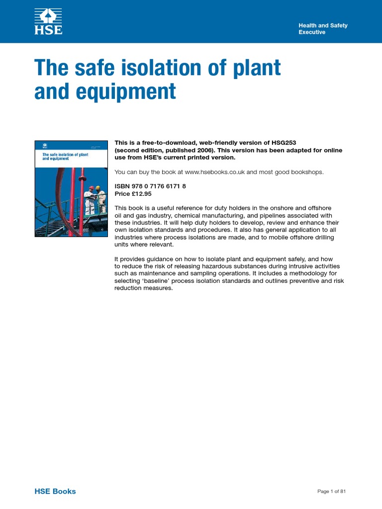 HSG253 - Safe Isolation of Plant and Equipment | PDF | Competence ...