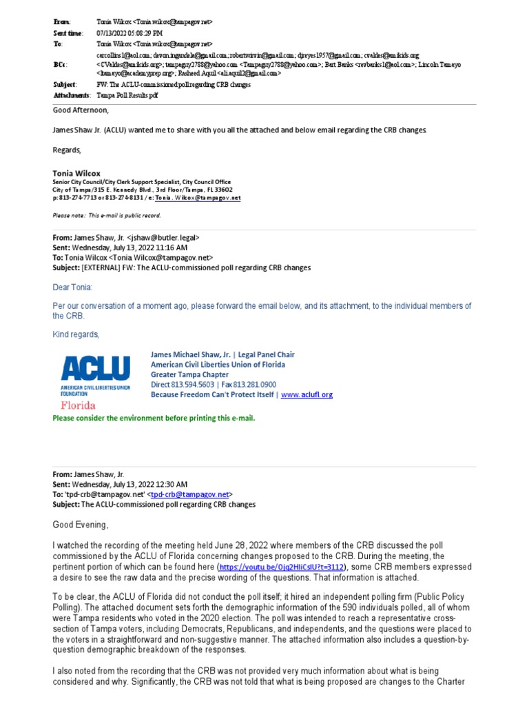 ACLU-commissioned Poll Regarding CRB Changes | PDF