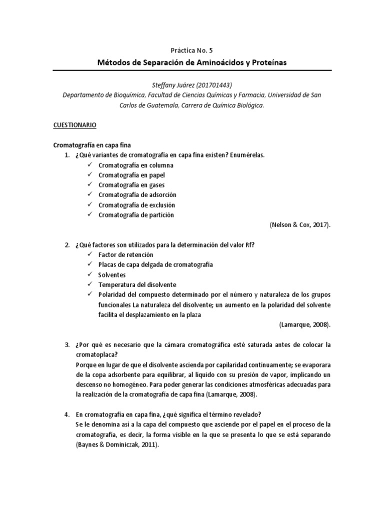 Pre-Lab No. 5 | PDF | Cromatografía | Química