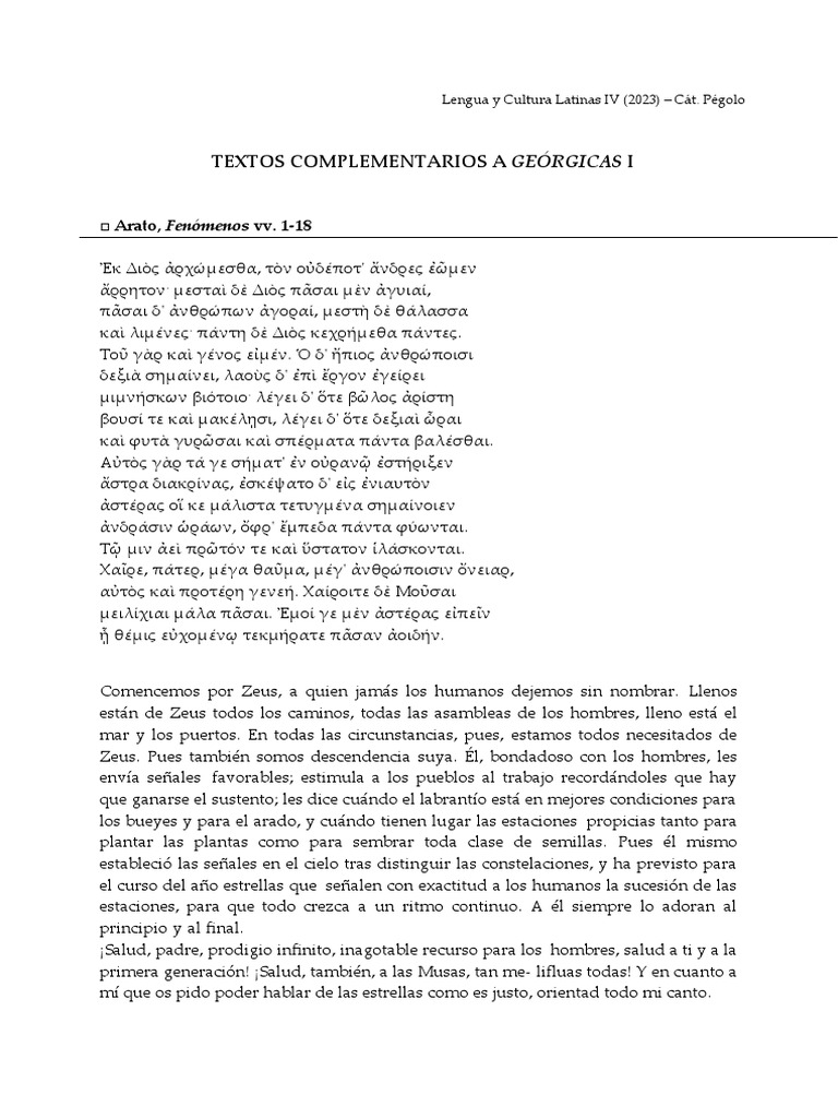 Textos Complementarios Geórgicas | PDF