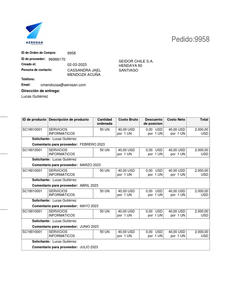 Pedido de Compra - 9958 - 20230302 225930UTC | PDF | Ciencias sociales