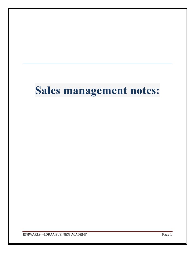 Sales Notes 175 | PDF | Sales | Goal