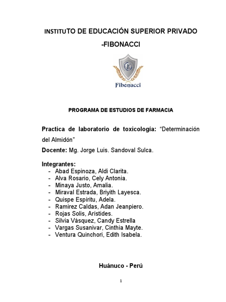 5ta Práctica de Toxicologia. Terminado | PDF | Carbohidratos | Polisacárido