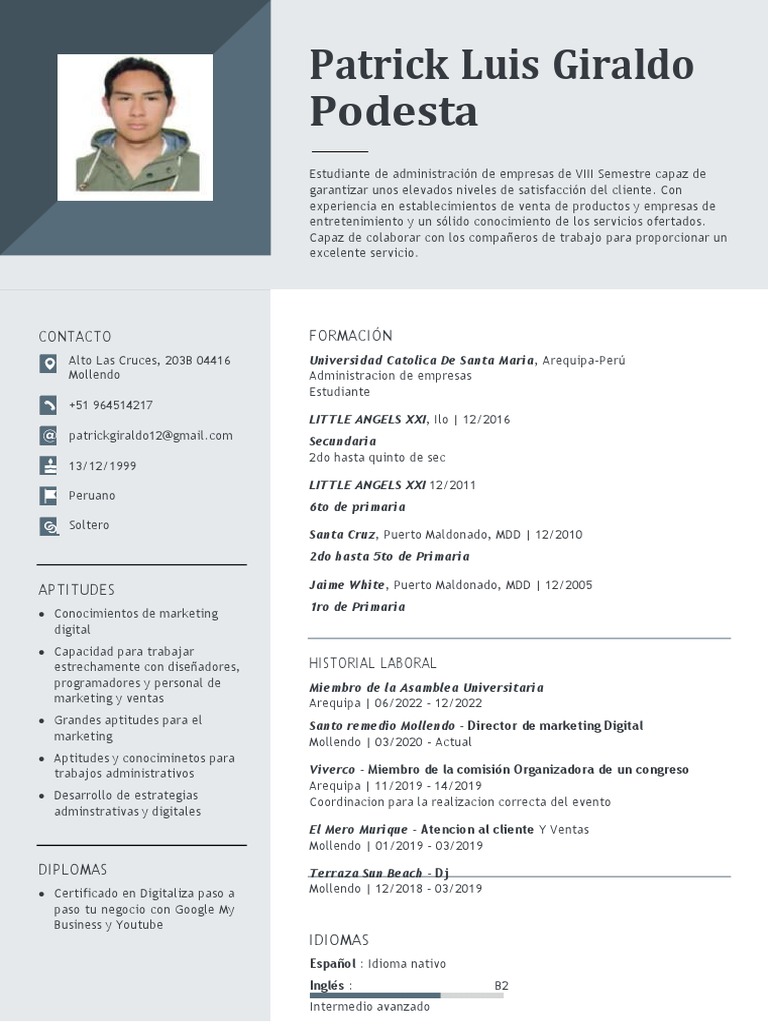 Patrick Giraldo Podesta-CV | PDF | Crecimiento personal y profesional