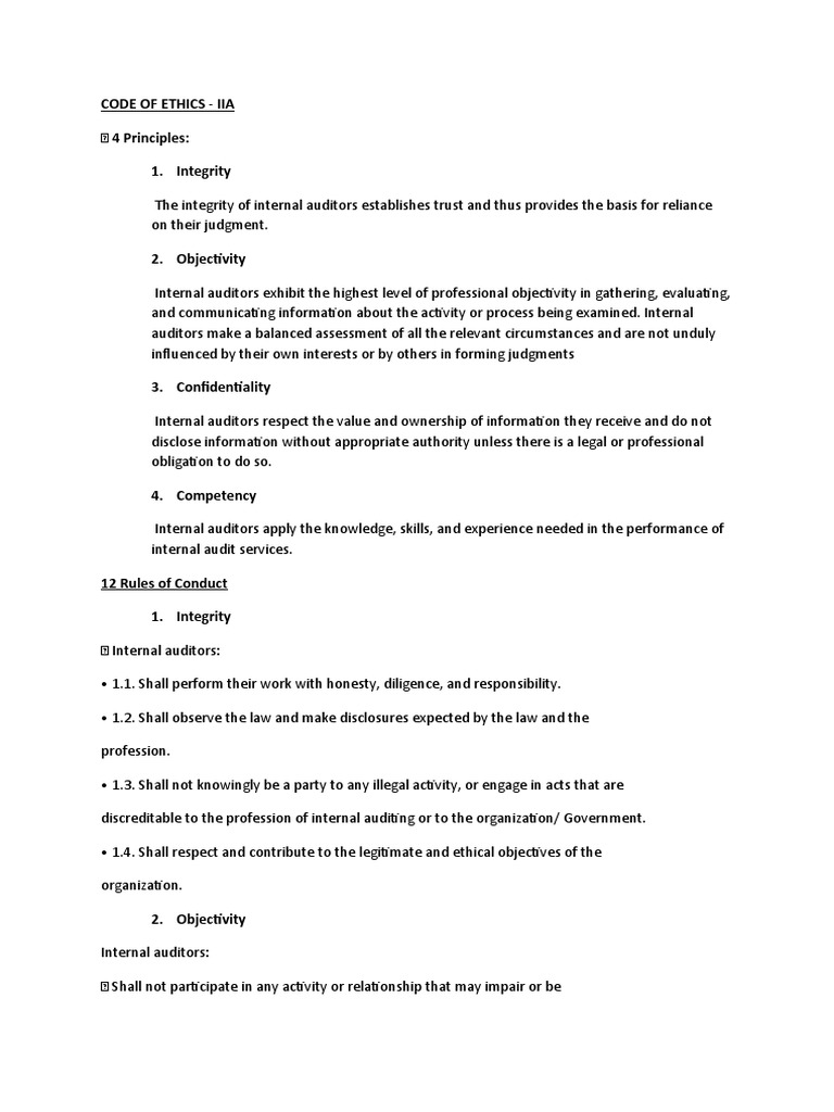 Code of Ethics | PDF | Internal Audit | Audit