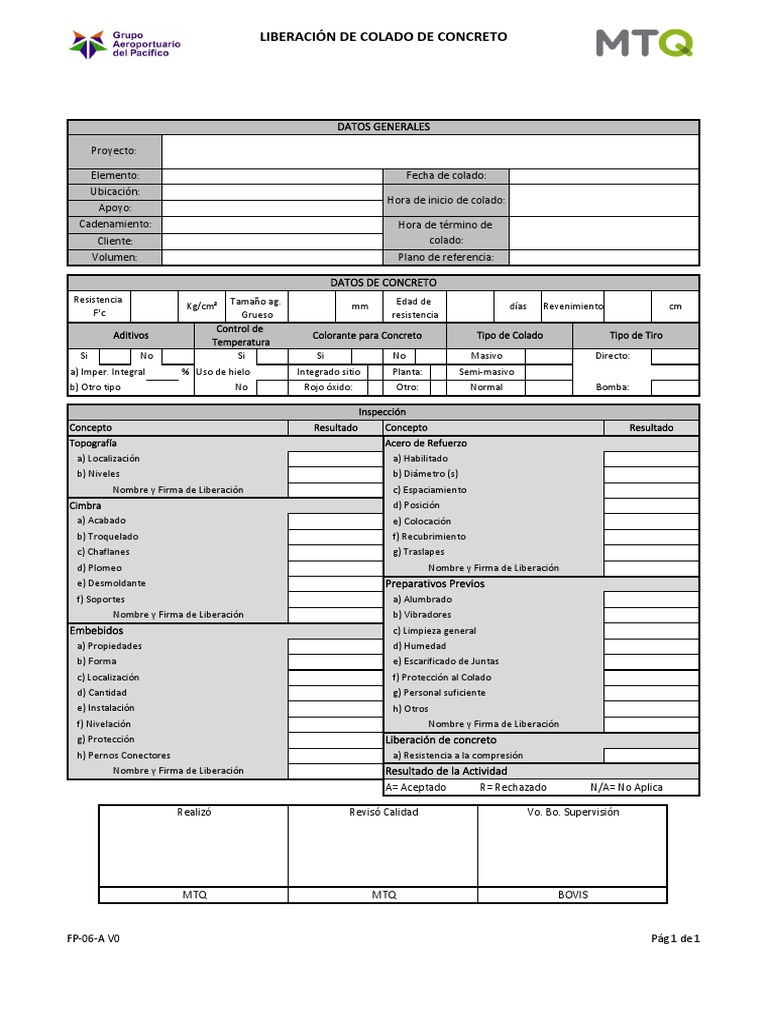 FP-06-A V0 Liberación de Colado de Concreto | PDF