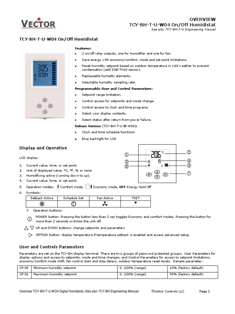 TCY Humidistat Overview | PDF | Humidity | Relay