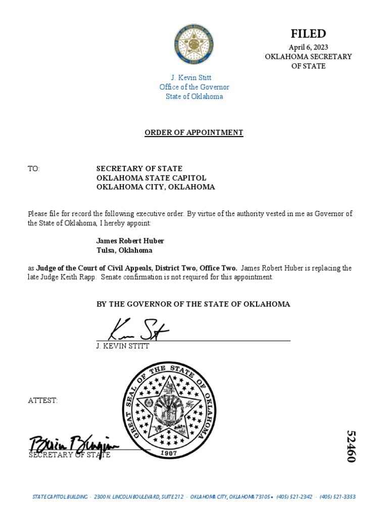 Appointment of James Robert Huber as Judge | PDF