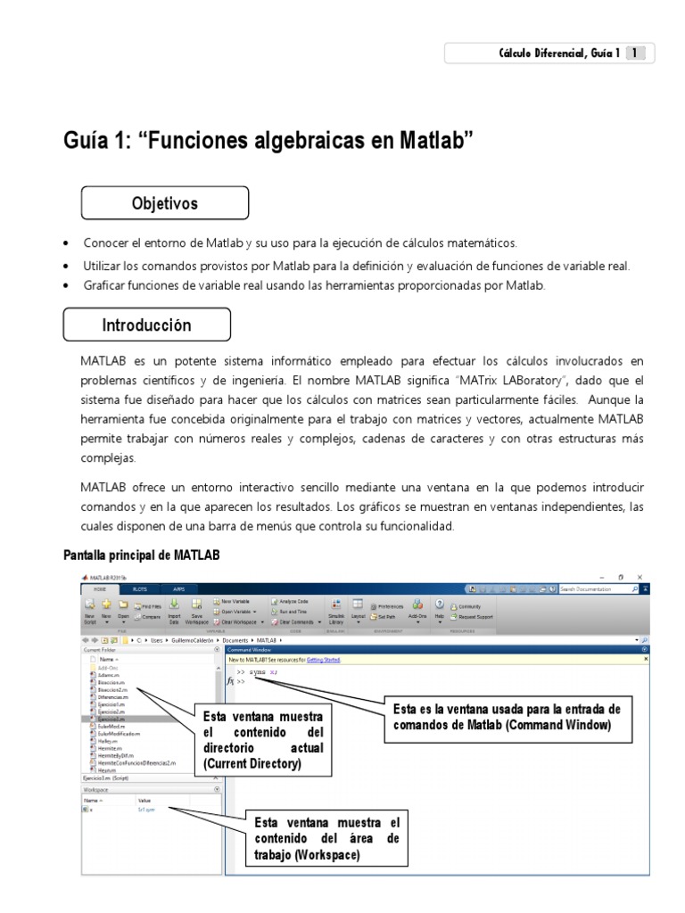 Guía 1 Práctica de Laboratorio | PDF | Matlab | Función (Matemáticas)