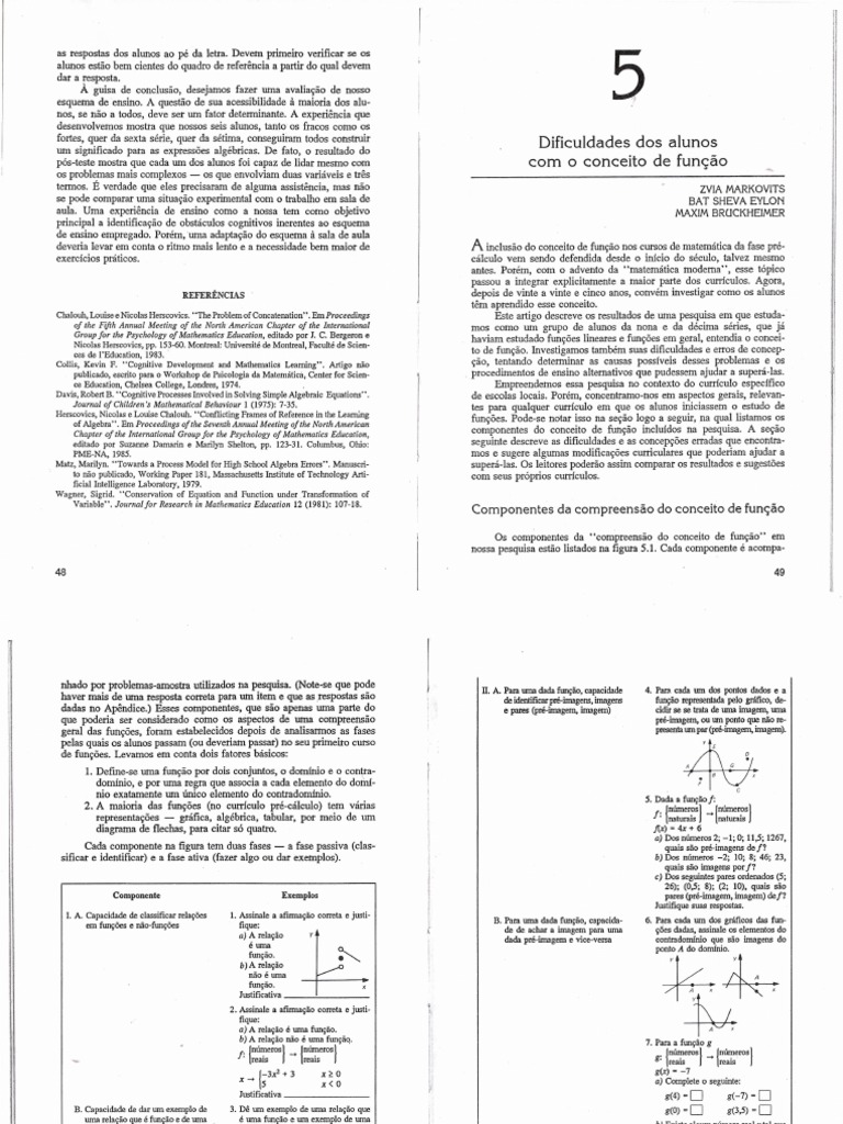 Dificuldades Dos Alunos Com o Conceito de Função., MARKOVITS, Z. EYLON ...