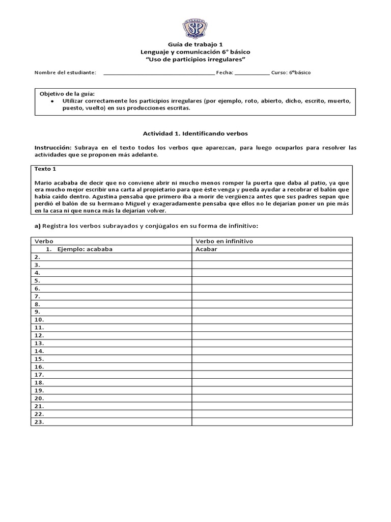 6° participios irregulares | PDF | Verbo
