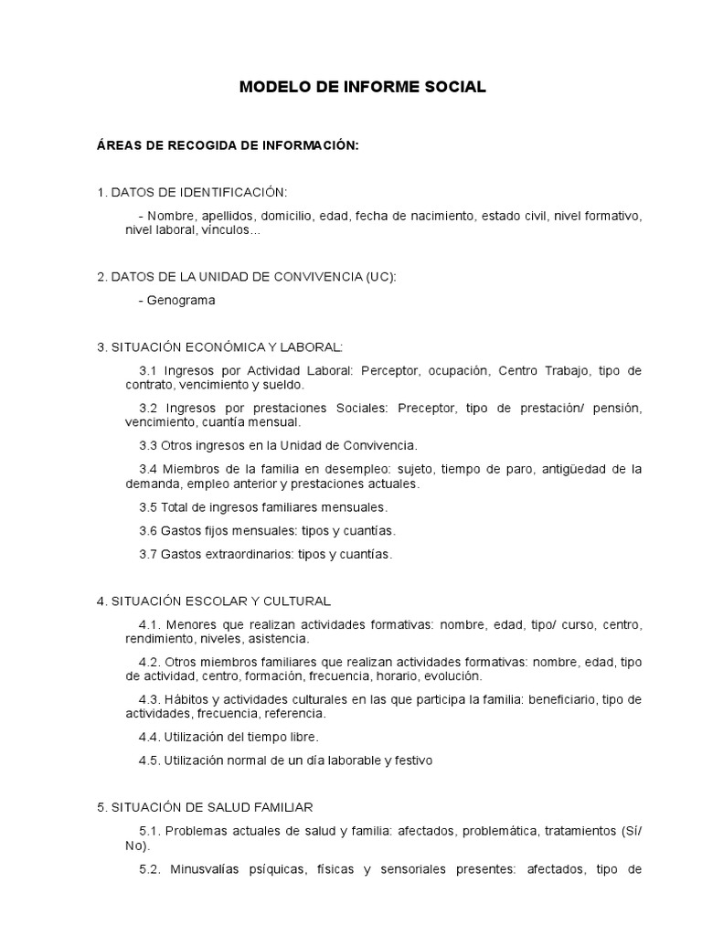 apunte informe social de familia plantilla | PDF