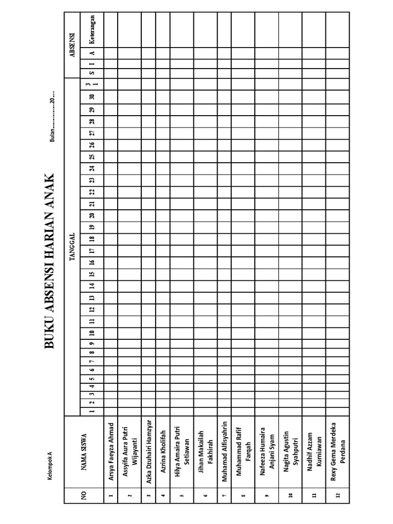 Absensi Paud Format | PDF
