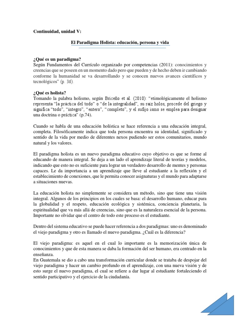 Educación Holista: Paradigma Integral | PDF | Holismo | Plan de estudios