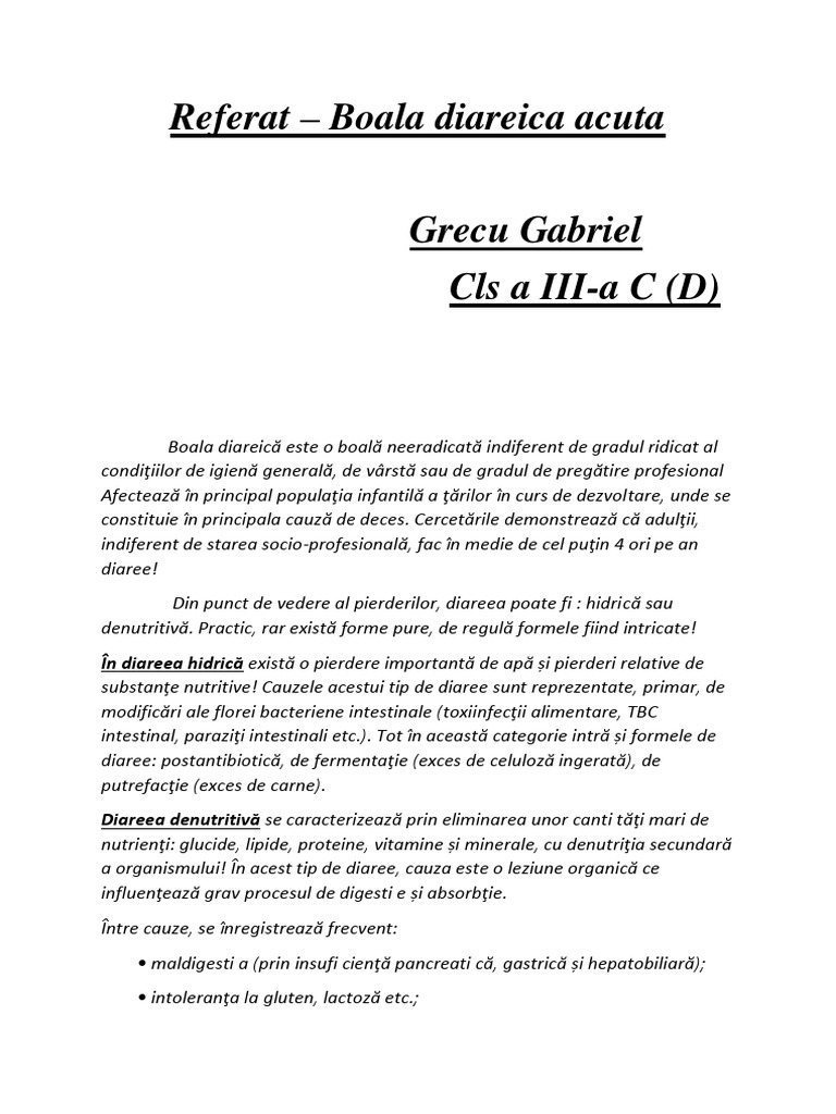 Boala Diareică Acută | PDF