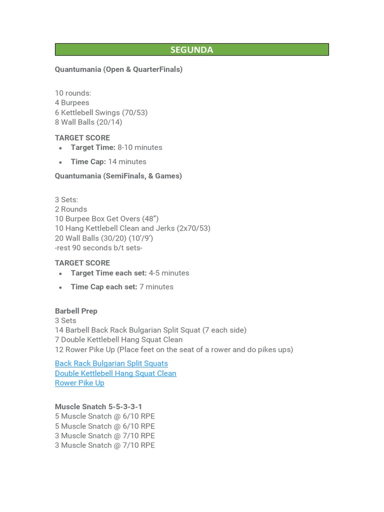 CrossFit Weekly Training Program | PDF | Kettlebell | Weight Training