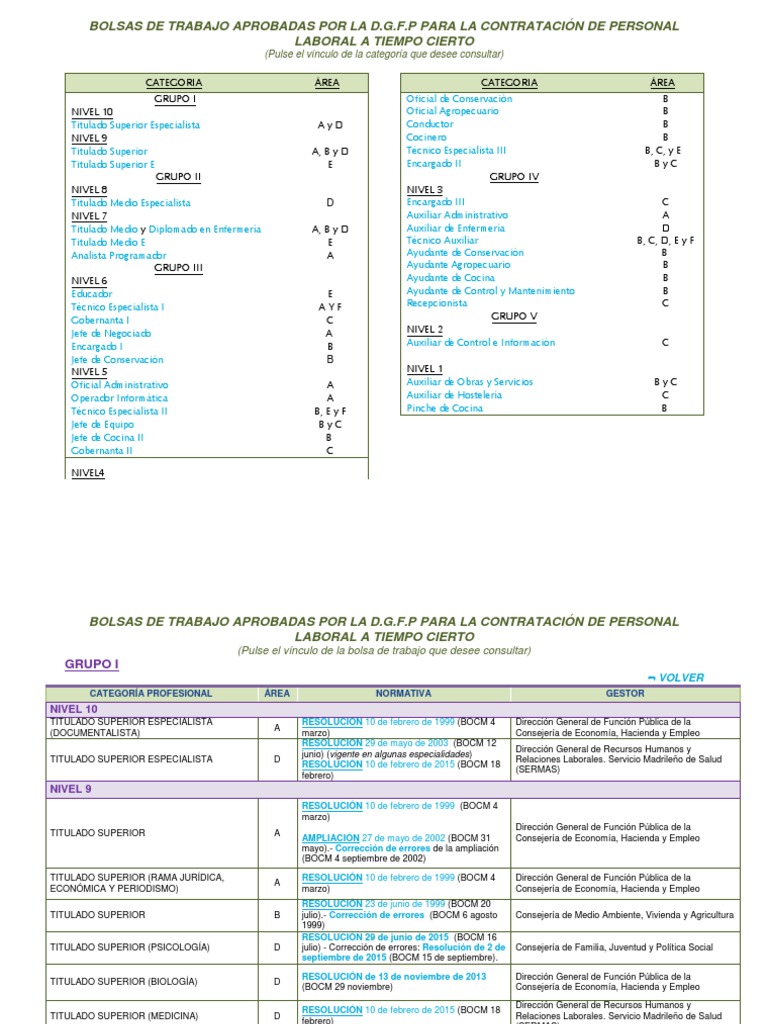Bolsas de Trabajo Aprobadas Por DGFP | PDF | Politica social | Madrid