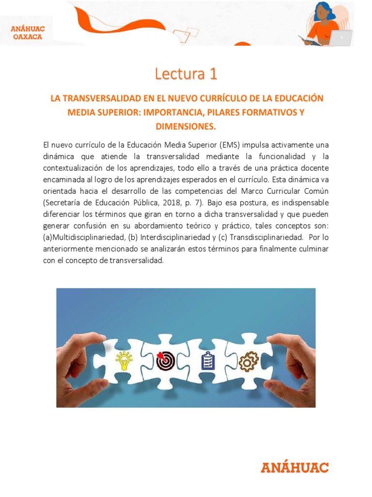 Lectura 1. La Transversalidad en El Nuevo Modelo Educativo | Descargar ...