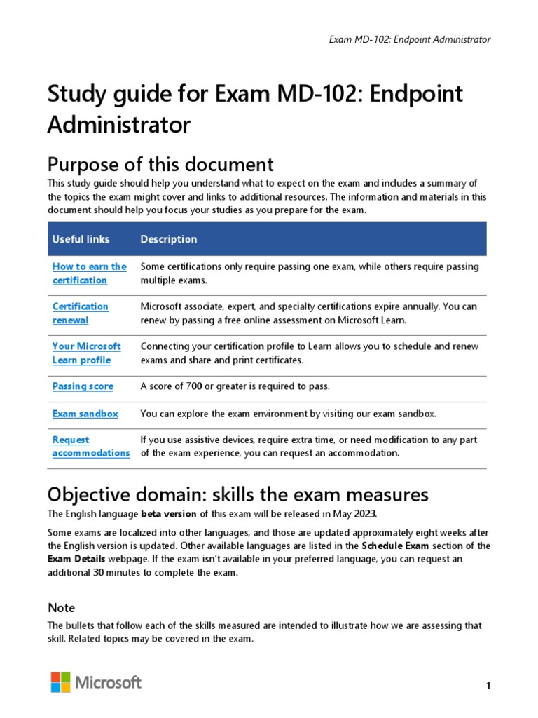MD 102 Study Guide Enu | PDF | Mobile App | Microsoft Windows