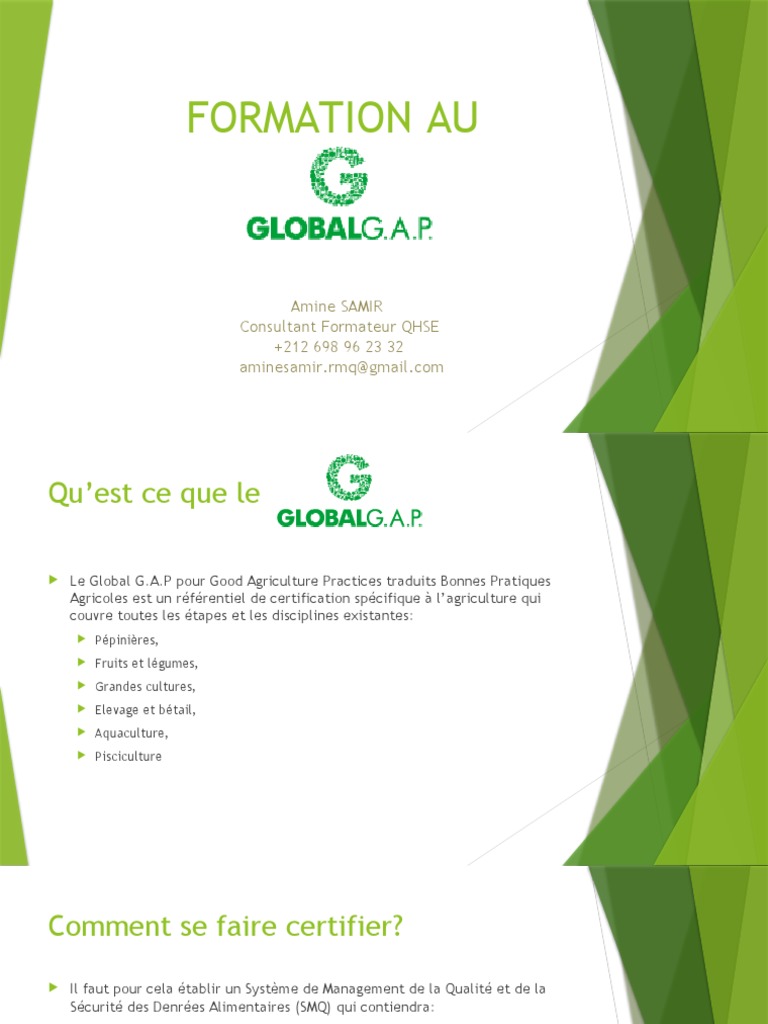Cours Globalgap | PDF | Analyse des dangers et points critiques pour leur maîtrise | Sécurité