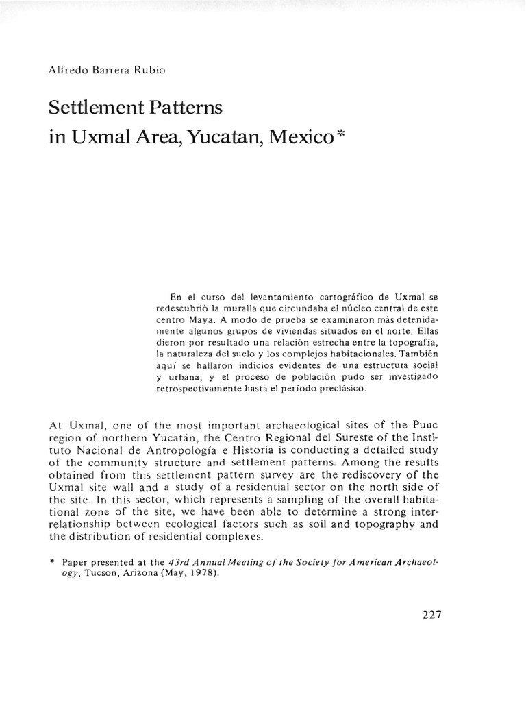 Settlement Patterns in Uxmal Area, Yucatan, Mexico | PDF | Maya ...