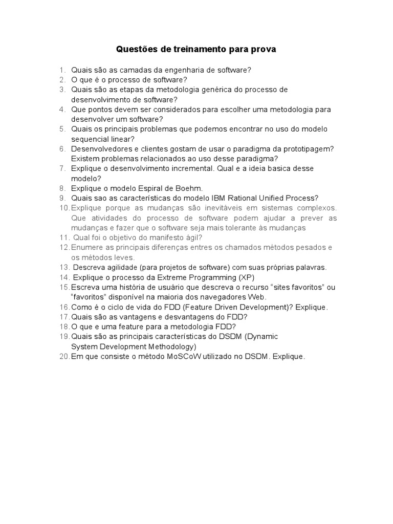 Questões de Treinamento para Prova | PDF Questões de Treinamento para Prova | PDF