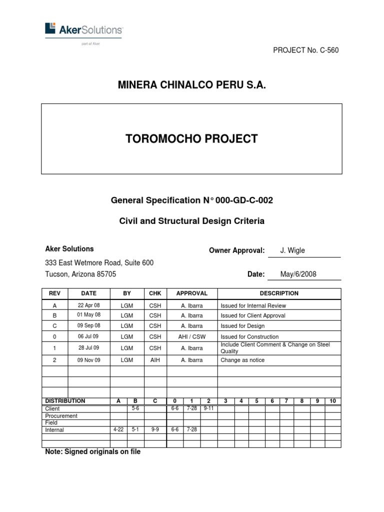 000-GD-C-002 R.2 Civil & Structural Design | PDF | Concrete | Structural Steel