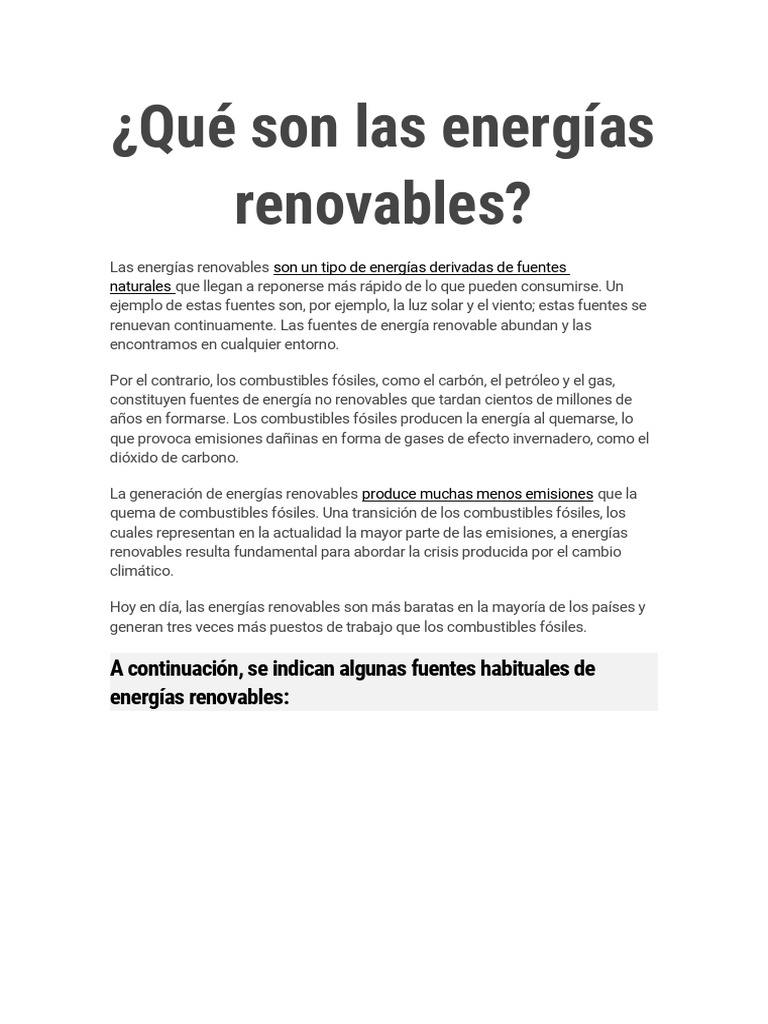 Las Energías Renovables | PDF | Energía renovable | Energía solar