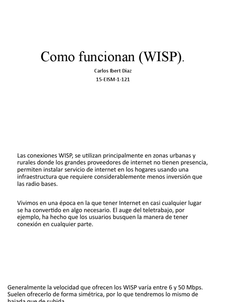 Como Funcionan (WISP) .: Carlos Ibert Diaz 15-EISM-1-121 | PDF