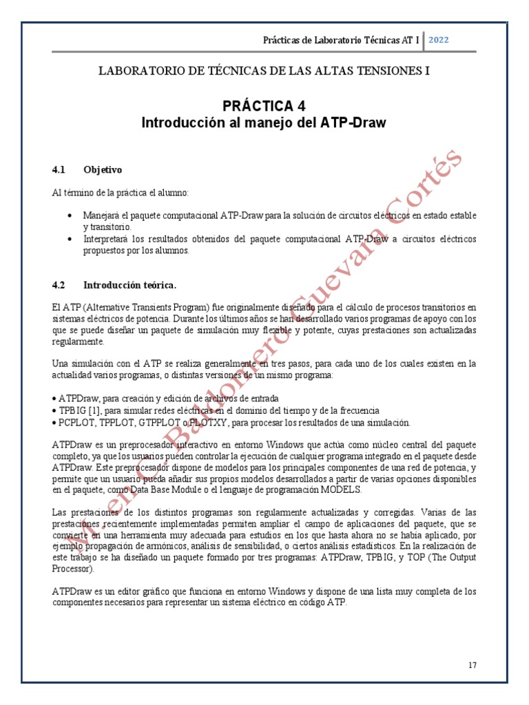 Práctica 4 Introducción Al Manejo Del ATP-Draw: Laboratorio de Técnicas ...