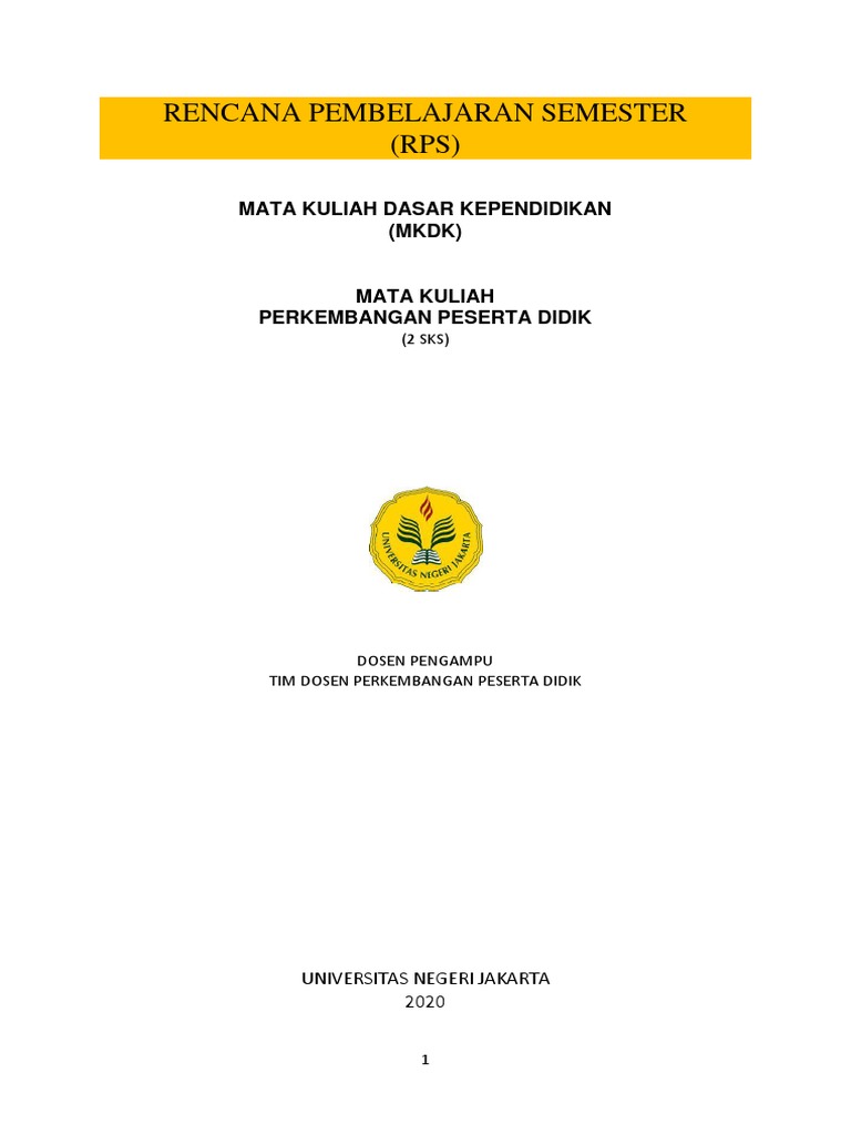 RPS Perkembangan Peserta Didik 2020 | PDF