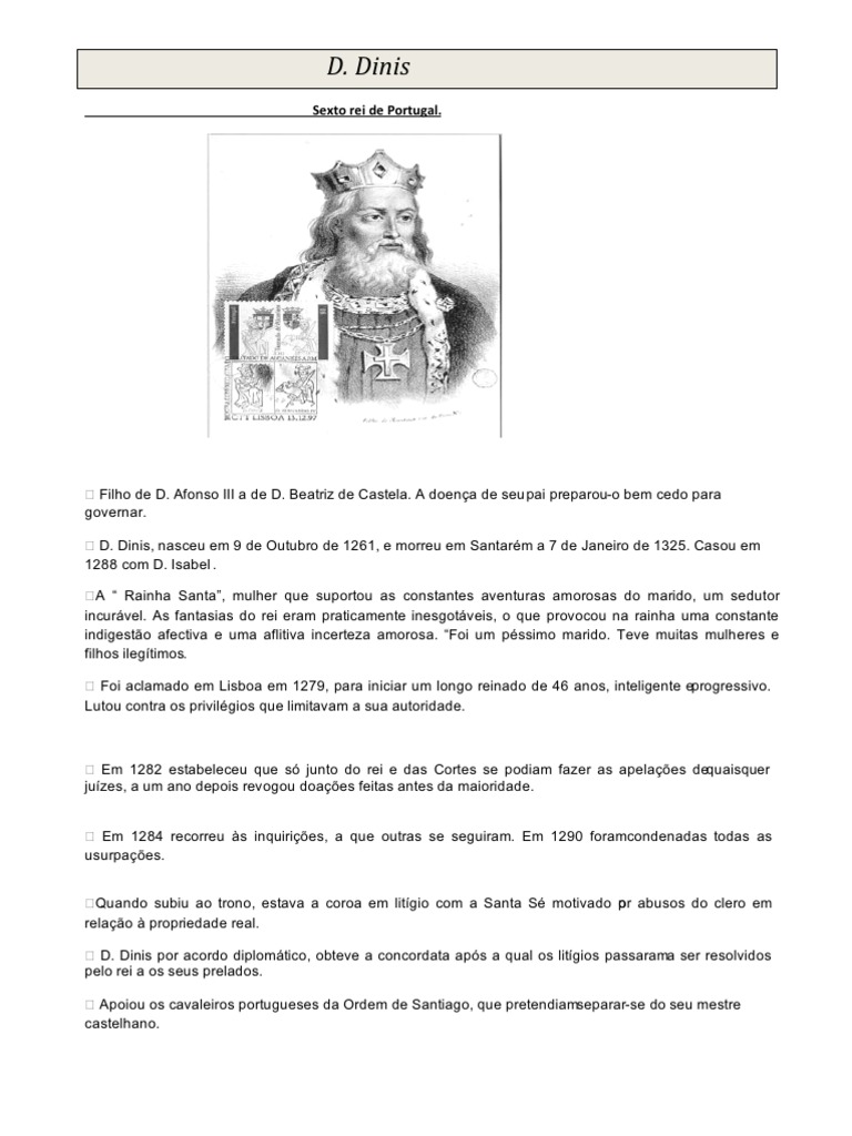 D. Dinis: Vida e Legado | PDF | Portugal