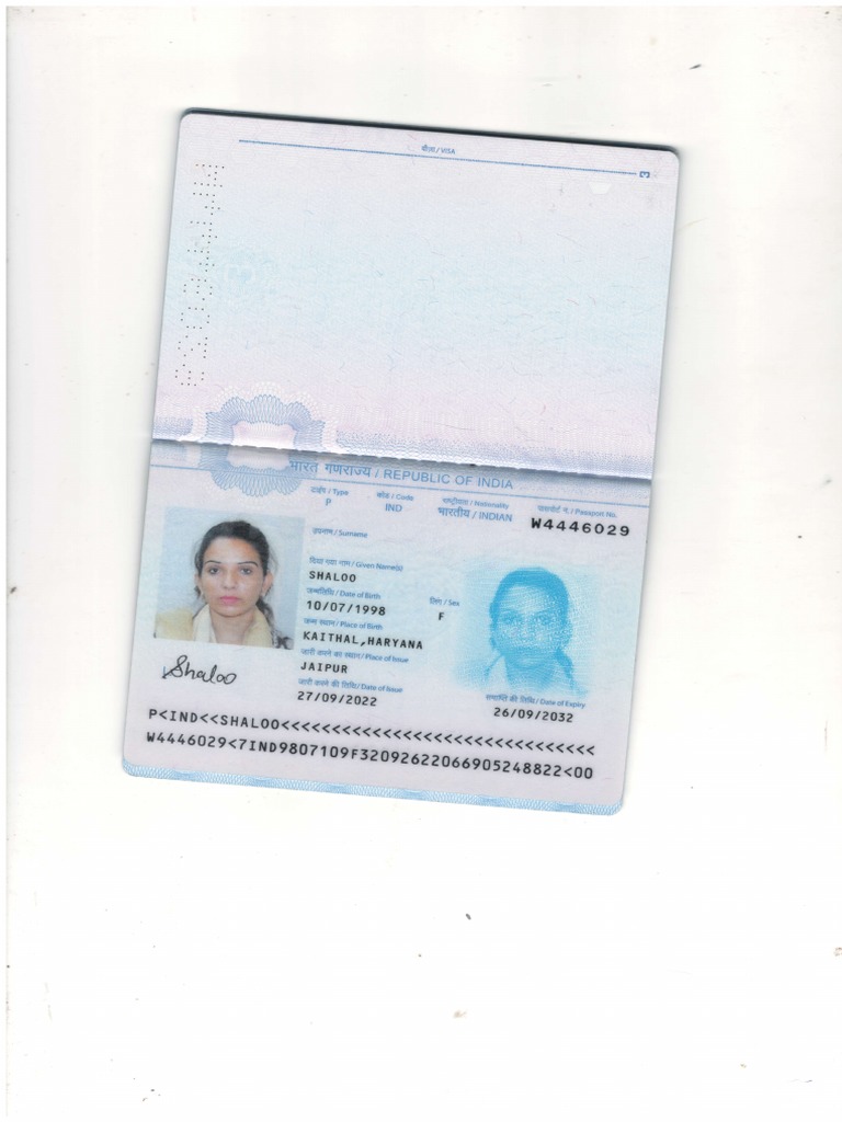Sample Indian Passport Details | PDF