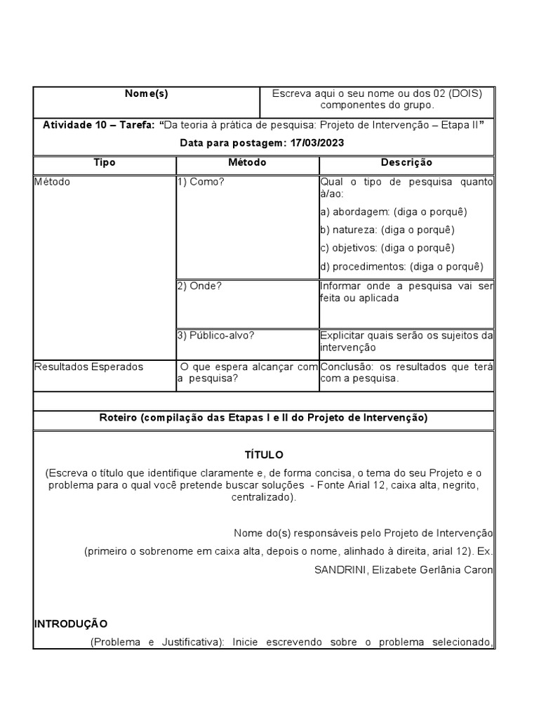 Modelo de Atividade 10 - Word | PDF | Science