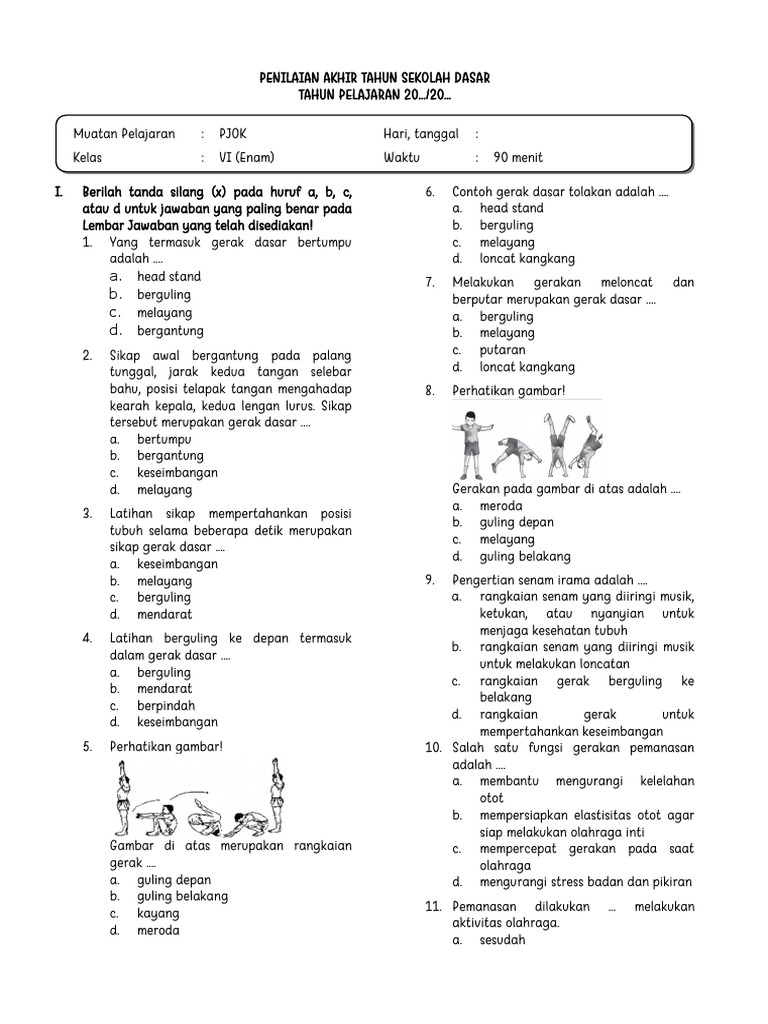 Naskah Soalpat Pjok Kelas 6 '21-1 | PDF