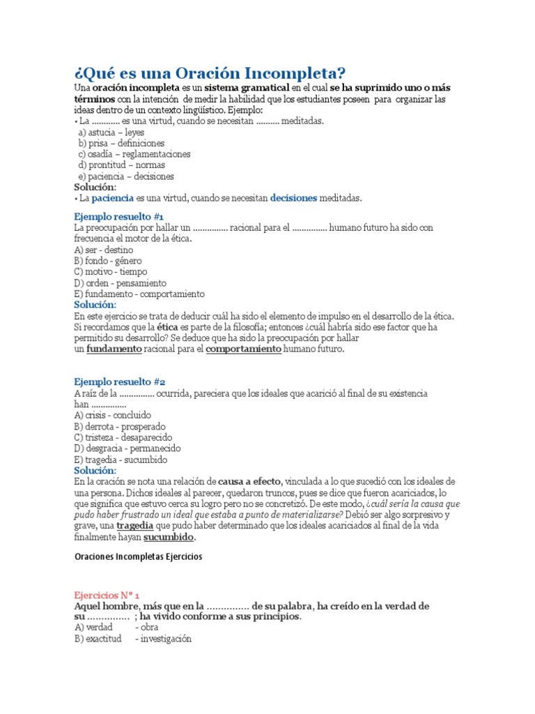 Qué Es Una Oración Incompleta 1103 | PDF | Verdad | Sicología